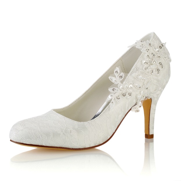 Close Toe Pumps Stiletto Heel Multi Color Lace With Appliqued And ...