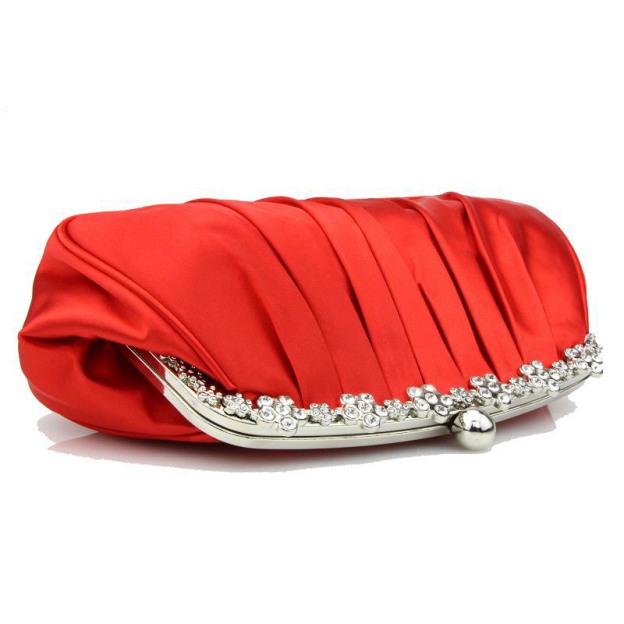 Silk Chain Clutches With Crystal/Rhinestone Pleated - Handbags S160071 ...