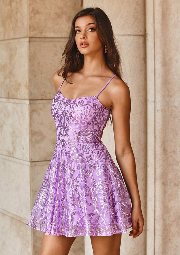 A-line V Neck Short/Mini Sequined Homecoming Dress S8095H - Homecoming ...