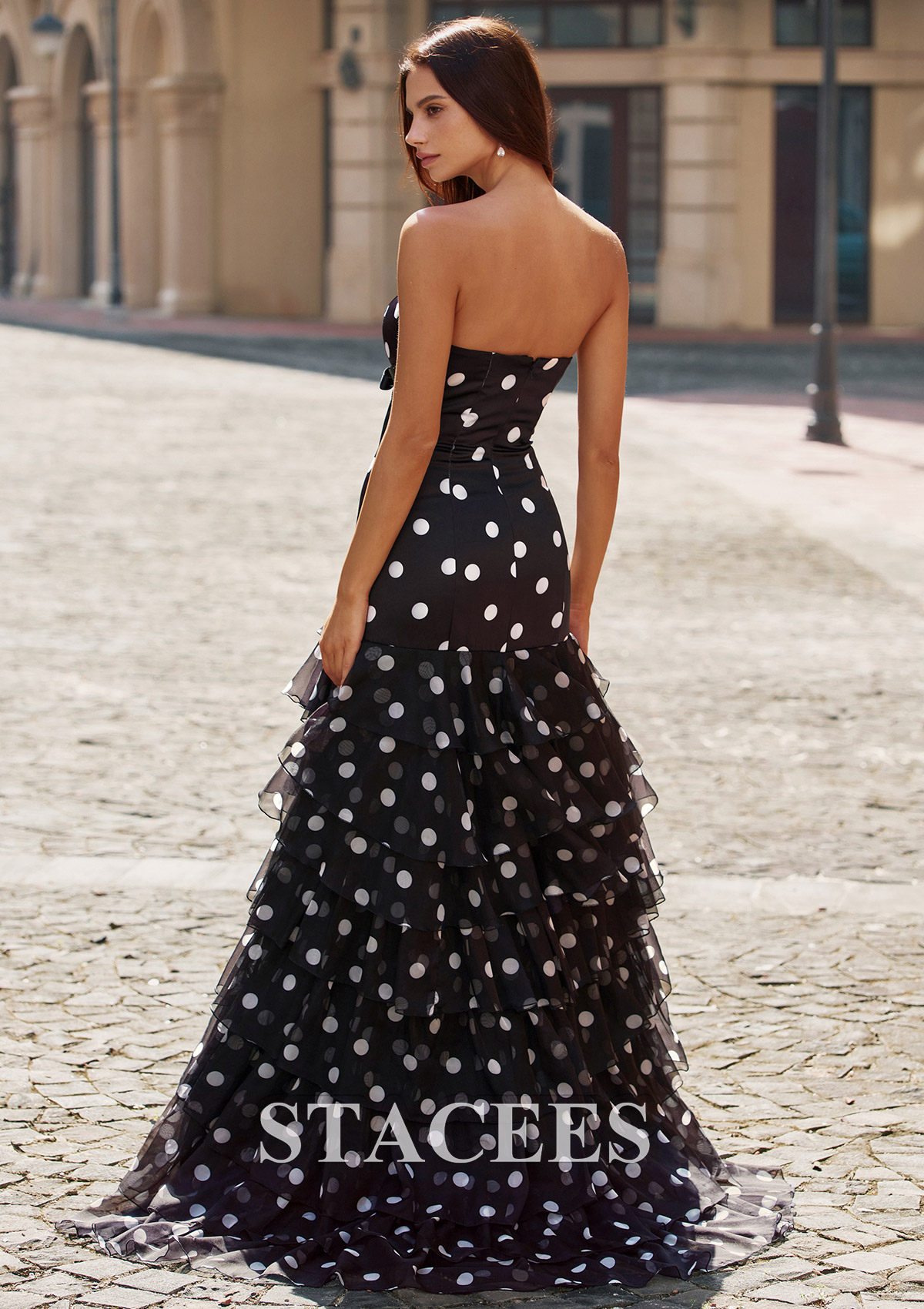 A-line Scoop Neck Chiffon Floor-Length Prom Dress with Ruffles Split ...